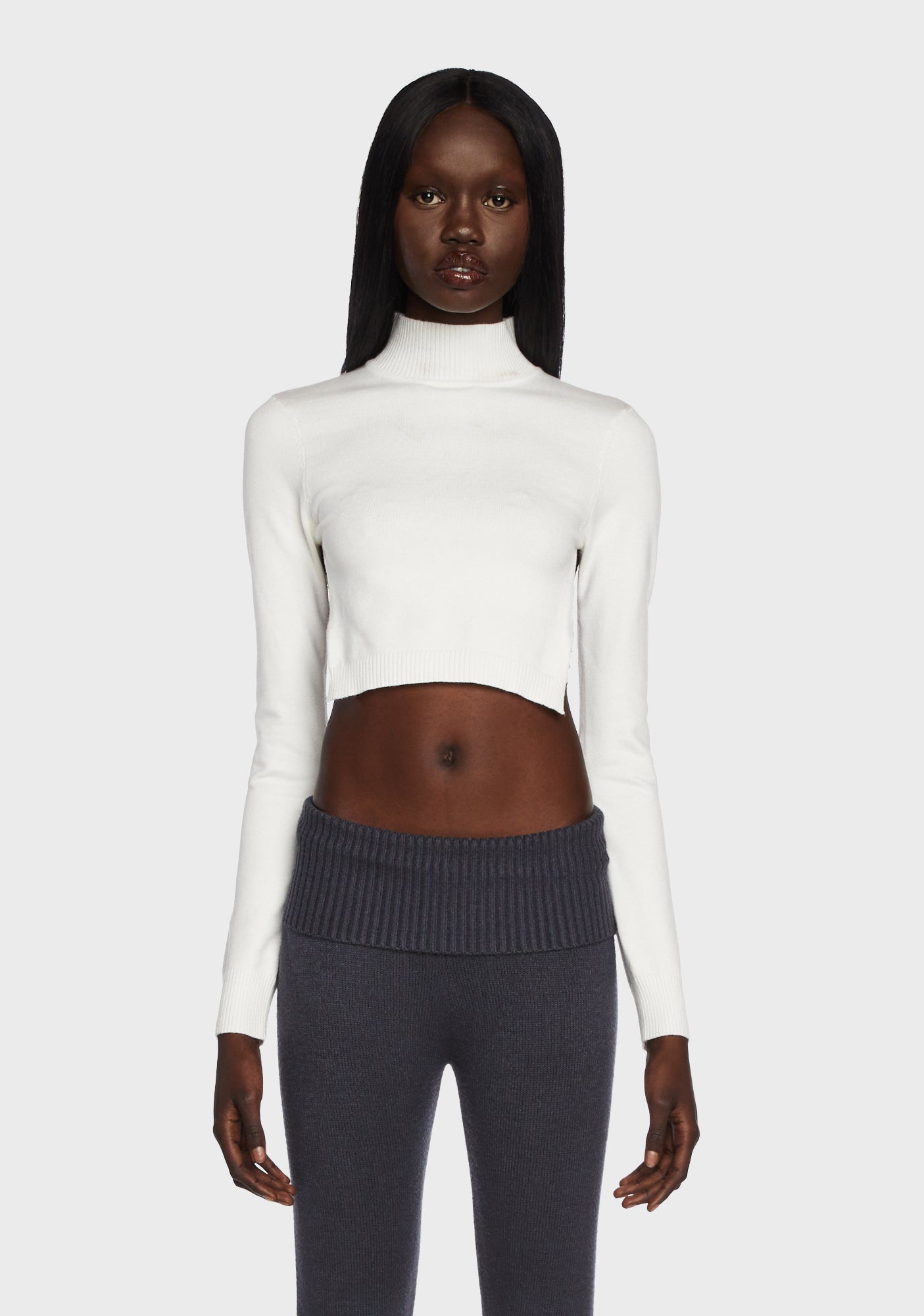 Edikted Knitted Open Back Long Sleeve Top - White – Dolls Kill