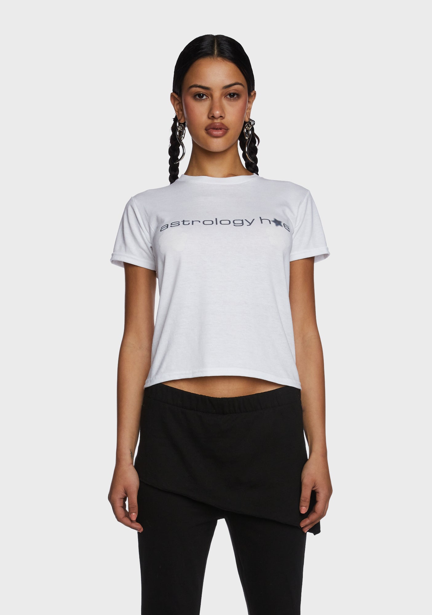 Disco Dime Astrology Hoe Baby Tee - White – Dolls Kill