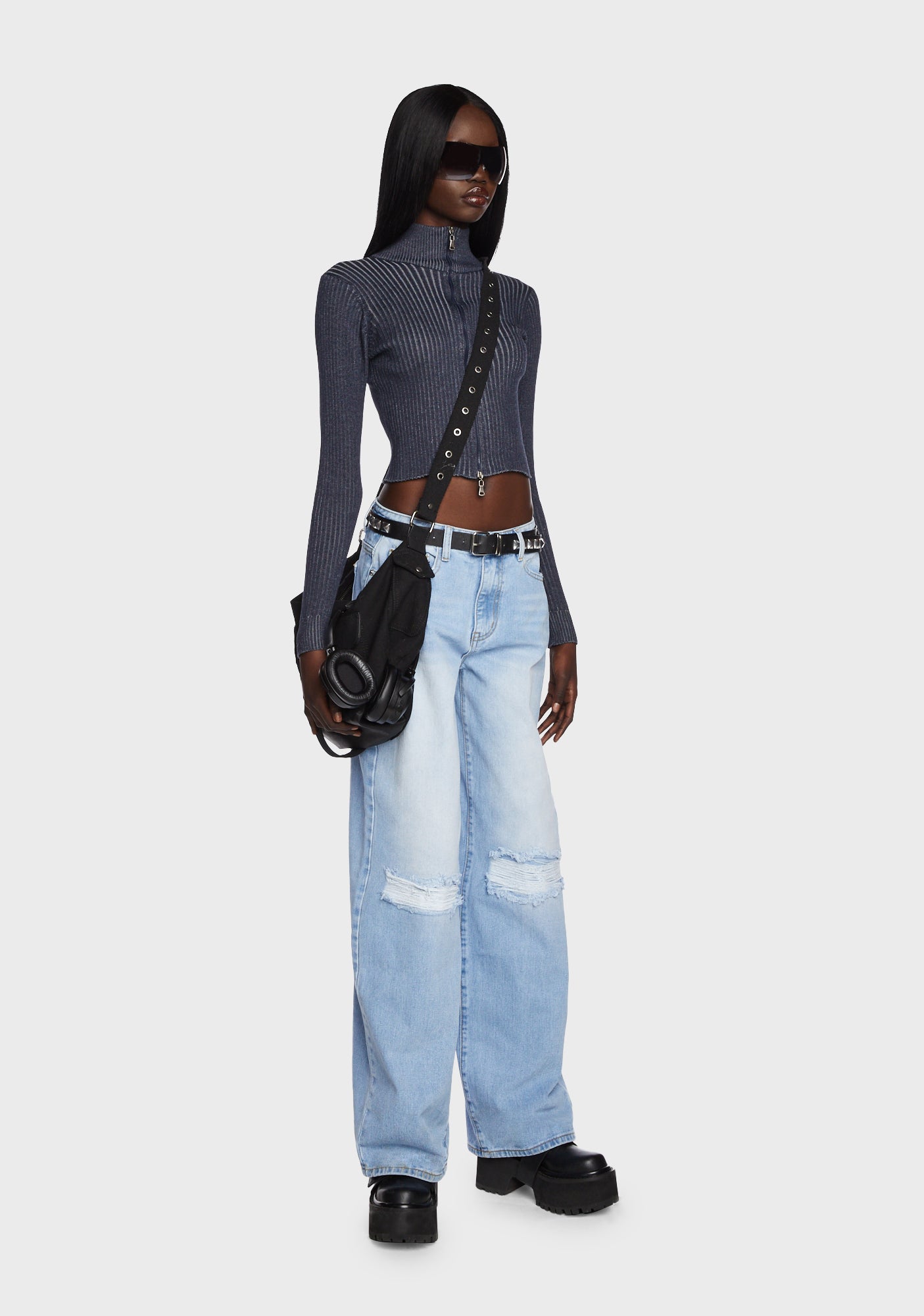 Blue Baggy Ripped Jeans – Dolls Kill