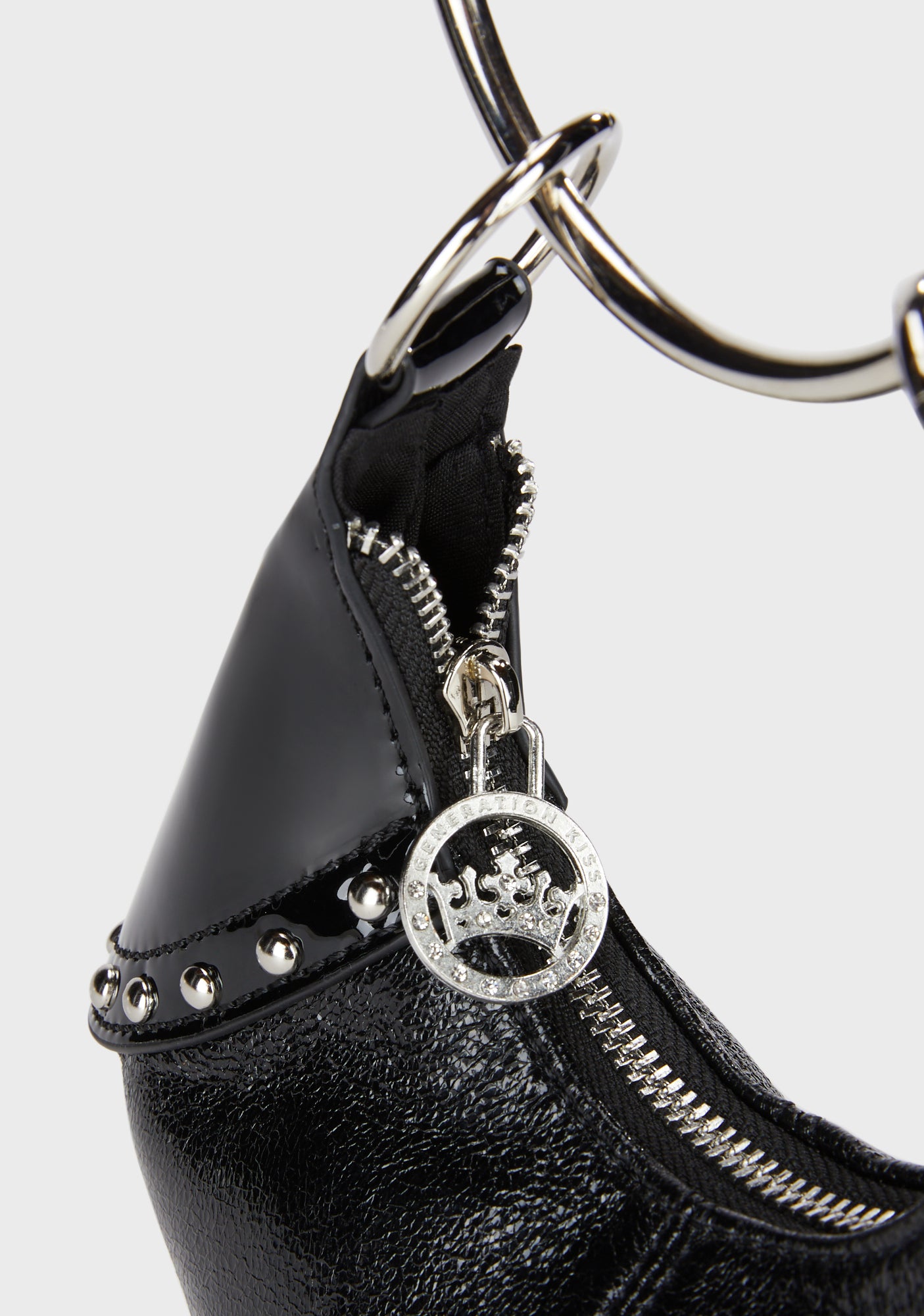 Generation Kiss Vegan Leather Stud O Ring Handbag - Black – Dolls Kill
