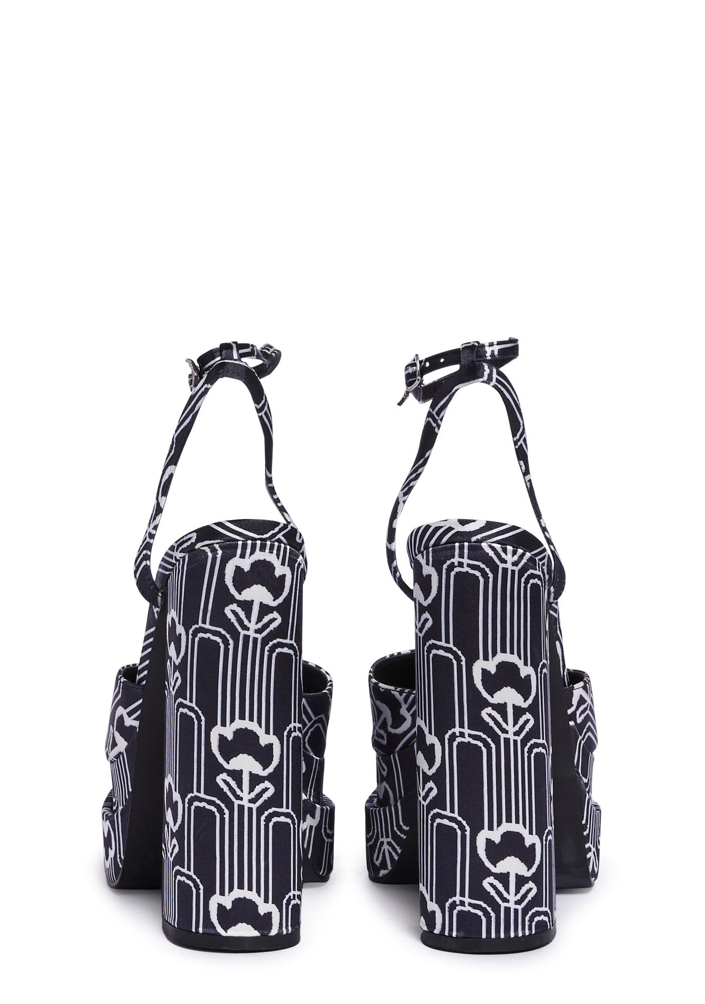 Moonchild Satin Platform Heels - Black/White – Dolls Kill