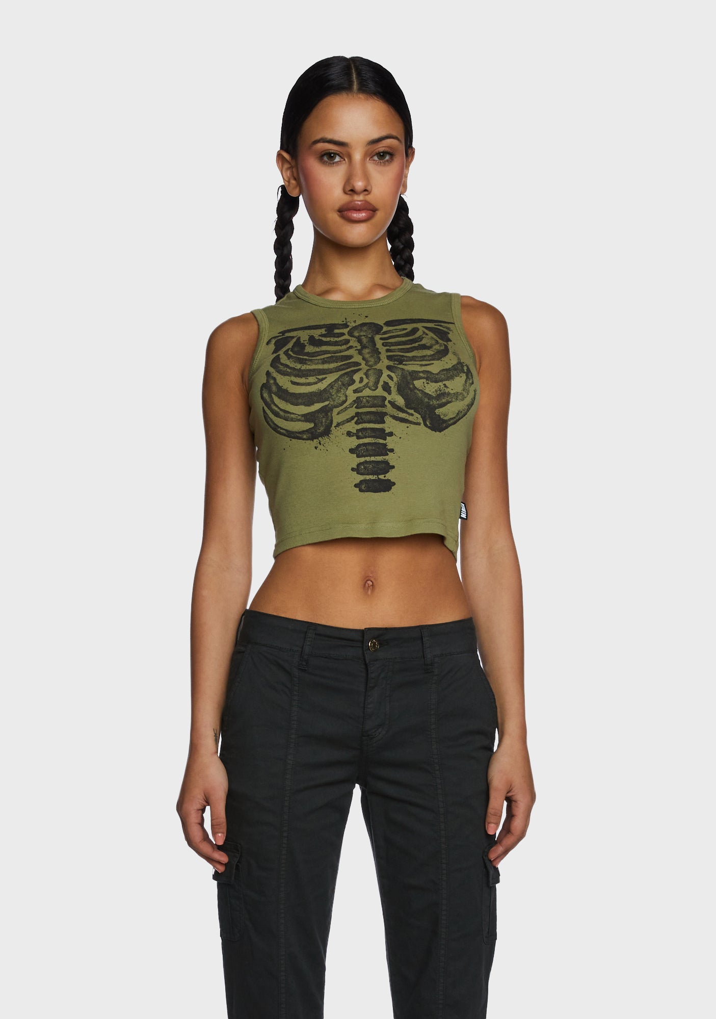 Minga Skeleton Crop Top - Green – Dolls Kill