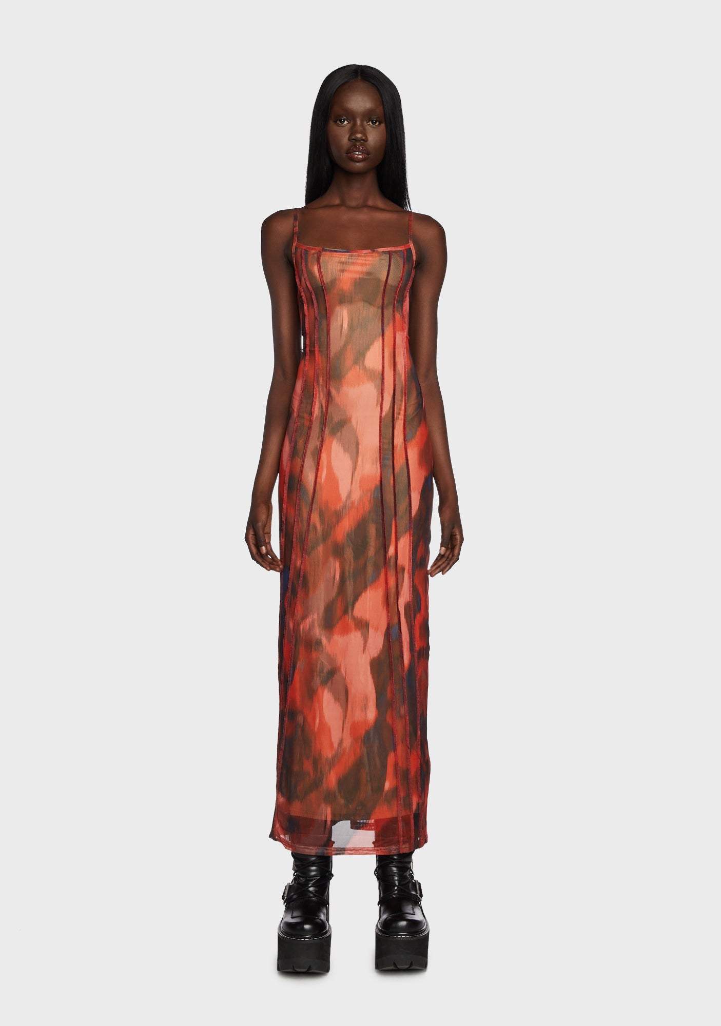 Jagger & Stone Abstract Print Maxi Dress - Red – Dolls Kill