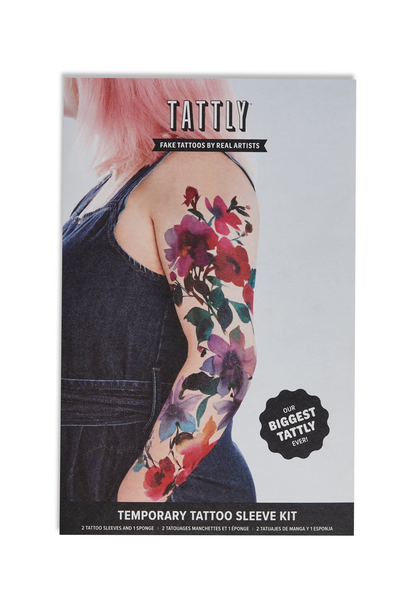 TATTLY Floral Sleeve Kit Temp Tattoos - Multi – Dolls Kill