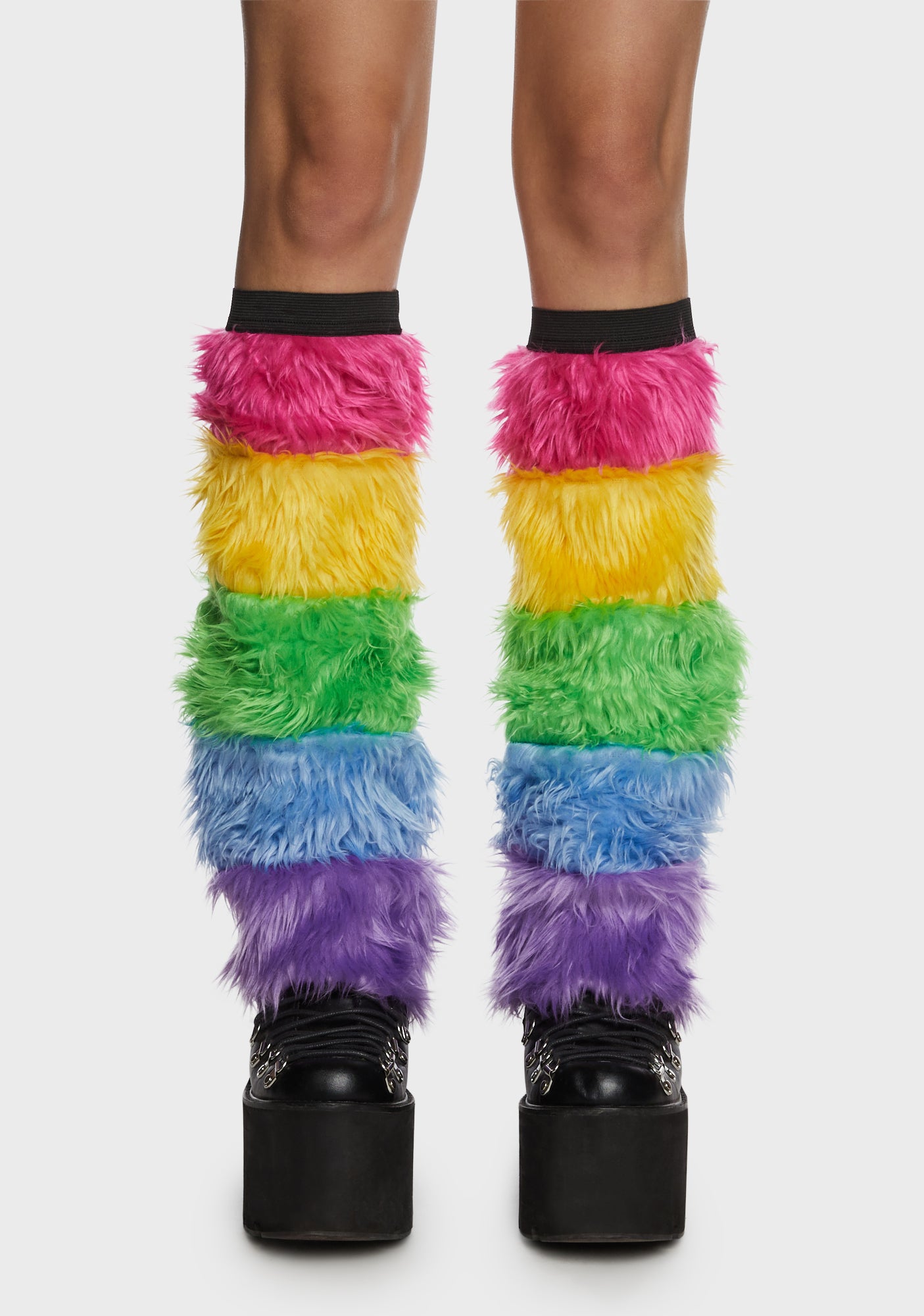 Fuzzy Leg Warmers - Rainbow – Dolls Kill