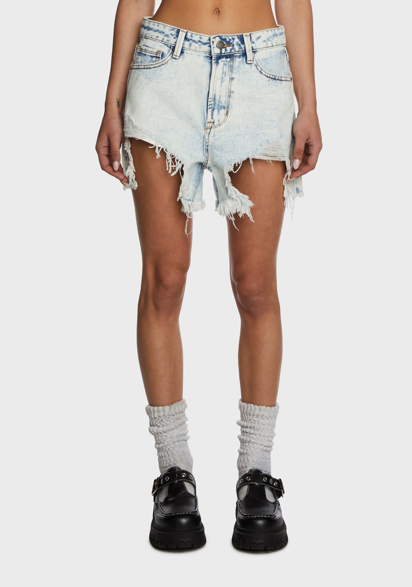 Denim Distressed Shorts - Blue – Dolls Kill