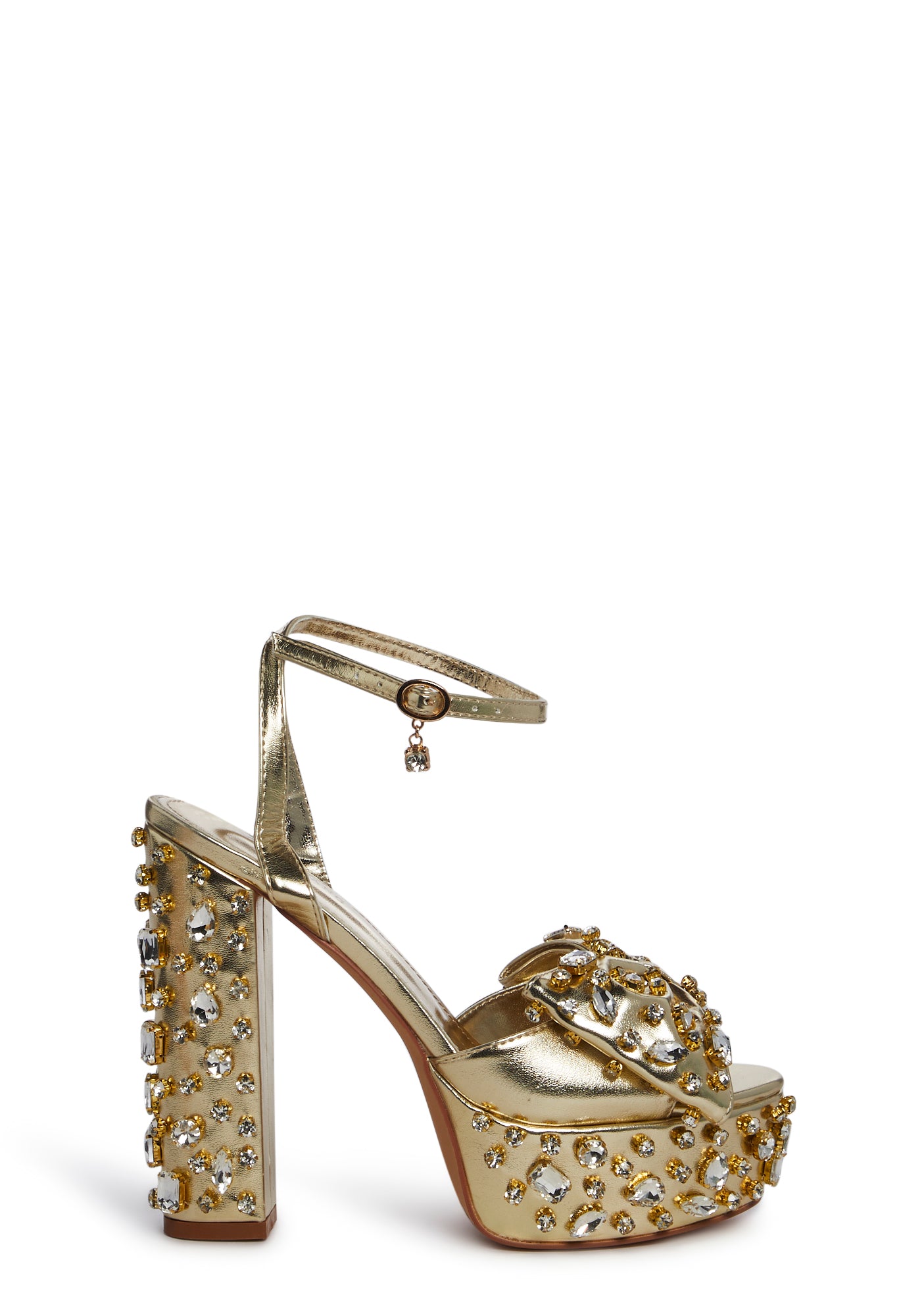 Azalea Rhinestone Studded Platform Heels- Gold – Dolls Kill