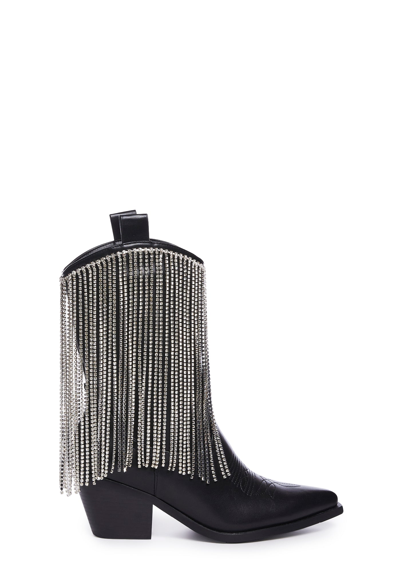 AZALEA WANG Rhinestone Fringe Cowboy Boots - Black – Dolls Kill