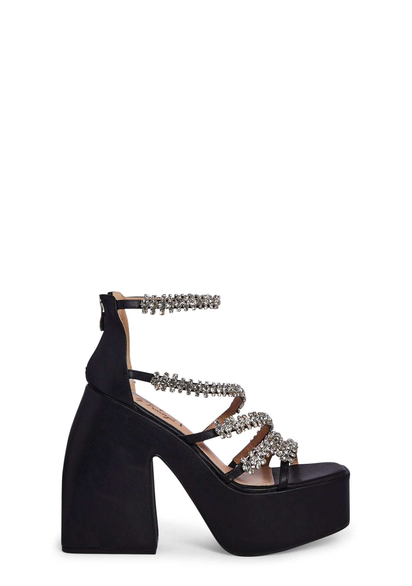 Lemon Drop By Privileged Rhinestone Platform Heels- Black – Dolls Kill