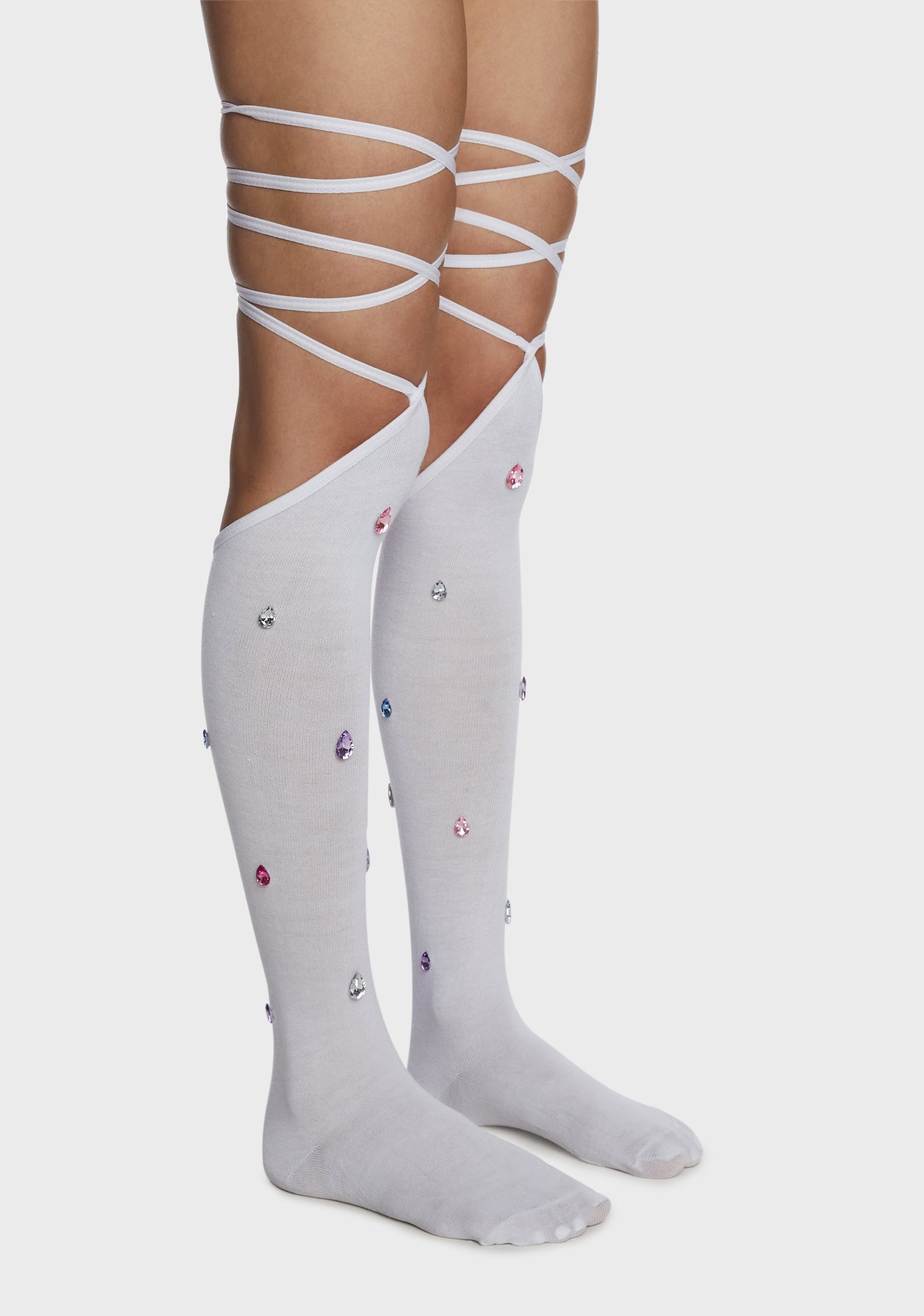 Radiant Steps Thigh High Socks - White – Dolls Kill
