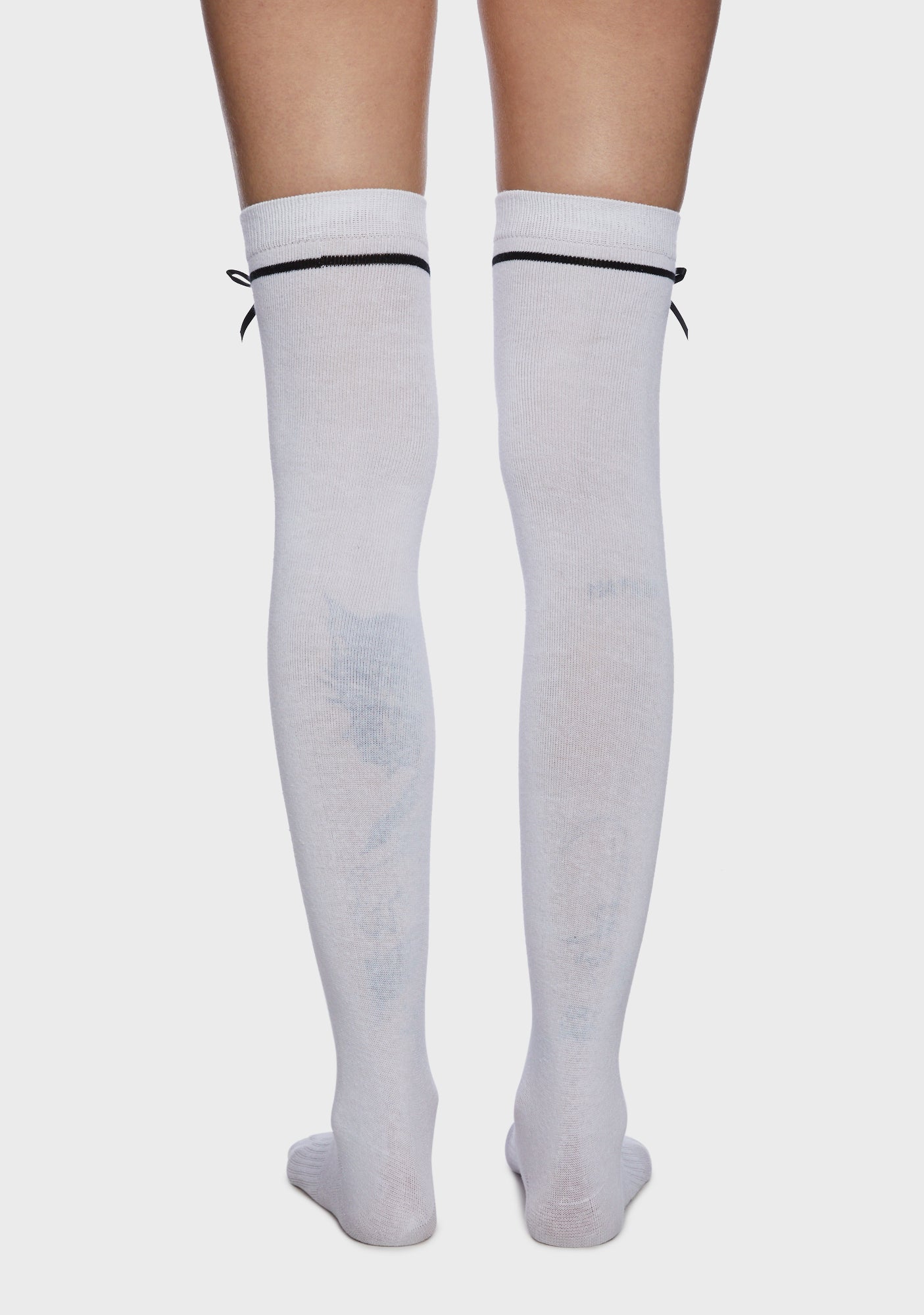 Proper Demeanor Thigh-High Socks - White – Dolls Kill