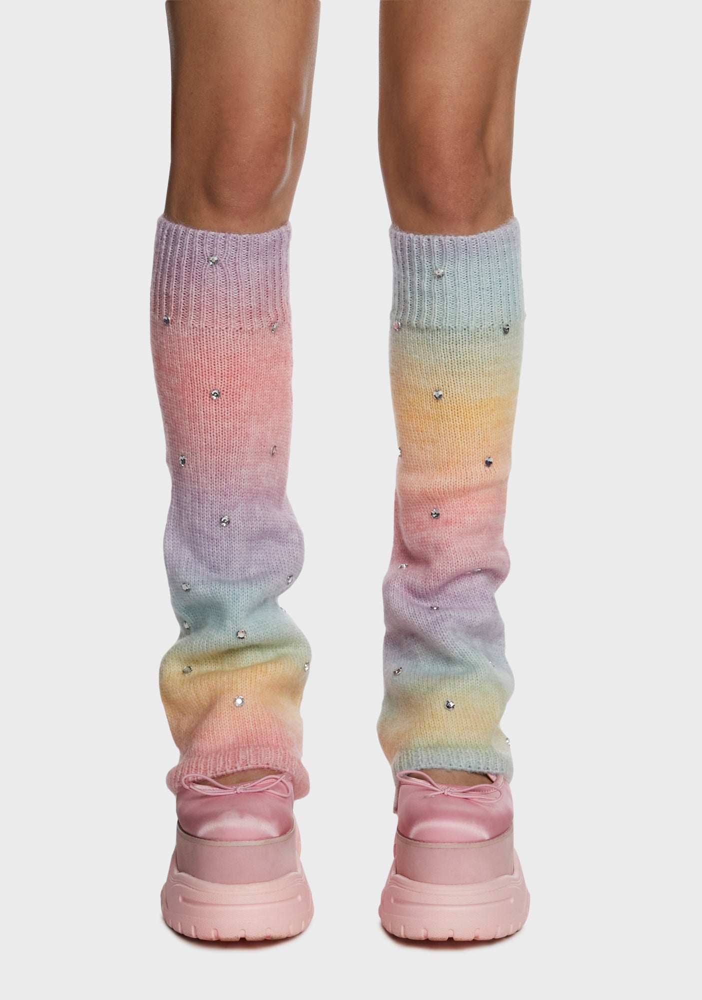 Gemstone Ombre Rainbow Knit Leg Warmers - Multi – Dolls Kill