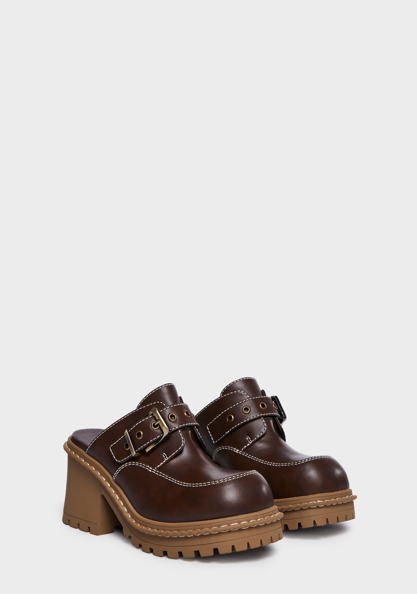 Delia's Buckle Platform Mules - Brown – Dolls Kill