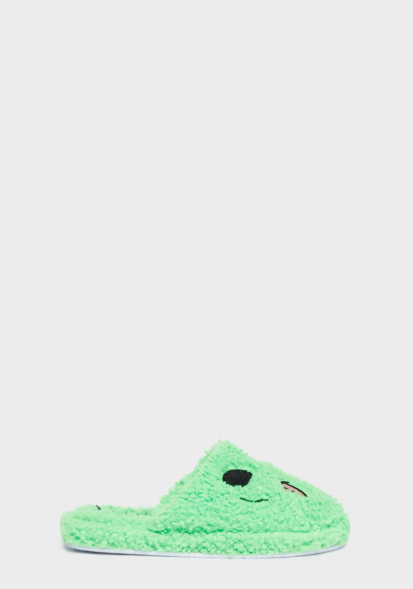 RIPNDIP Alien Face Fuzzy Slippers - Green – Dolls Kill