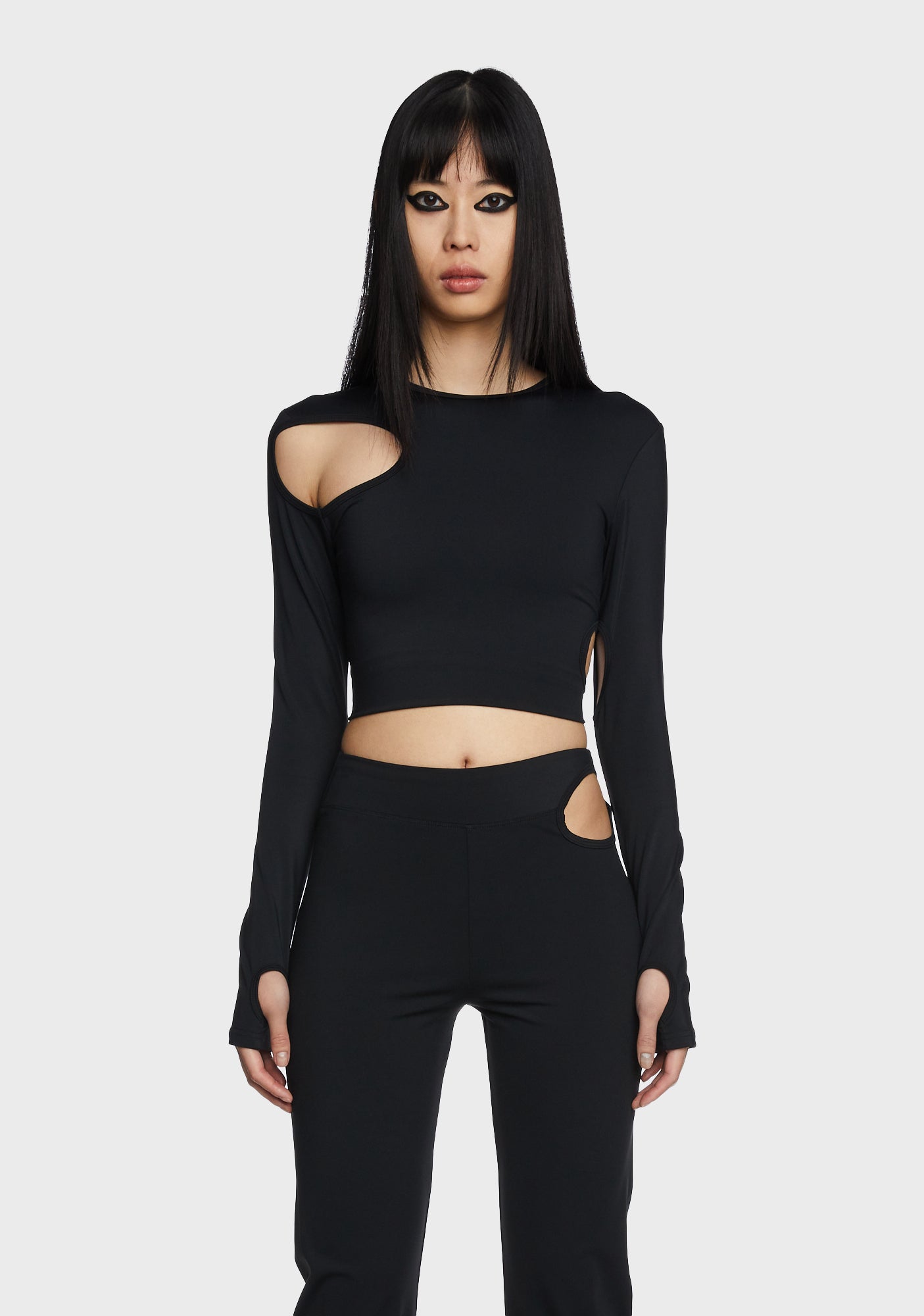 The Kript Cut Out Long Sleeve Top - Black – Dolls Kill