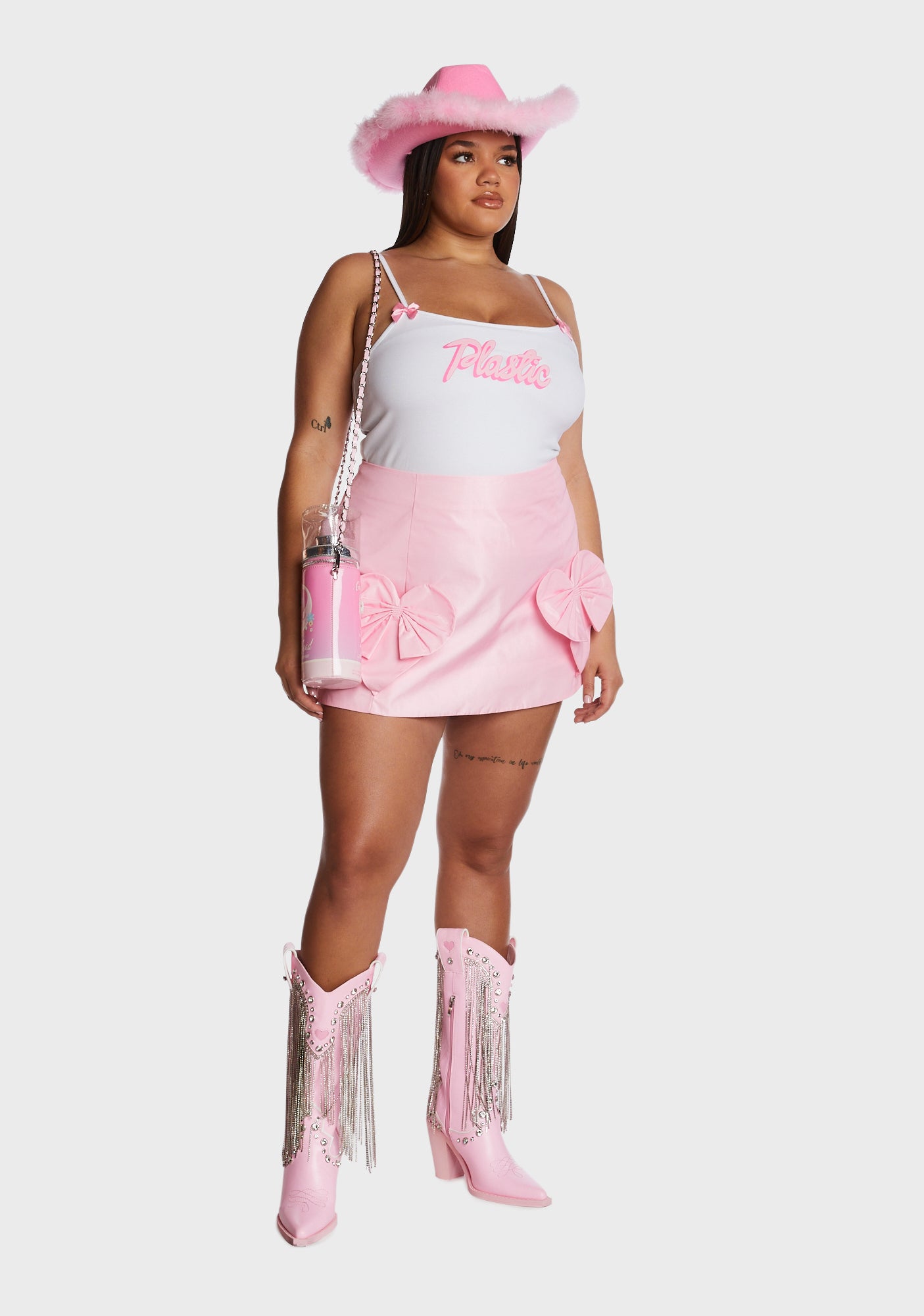 Sugar Thrillz Plus Size Plastic Graphic Crop Tank Top - White – Dolls Kill