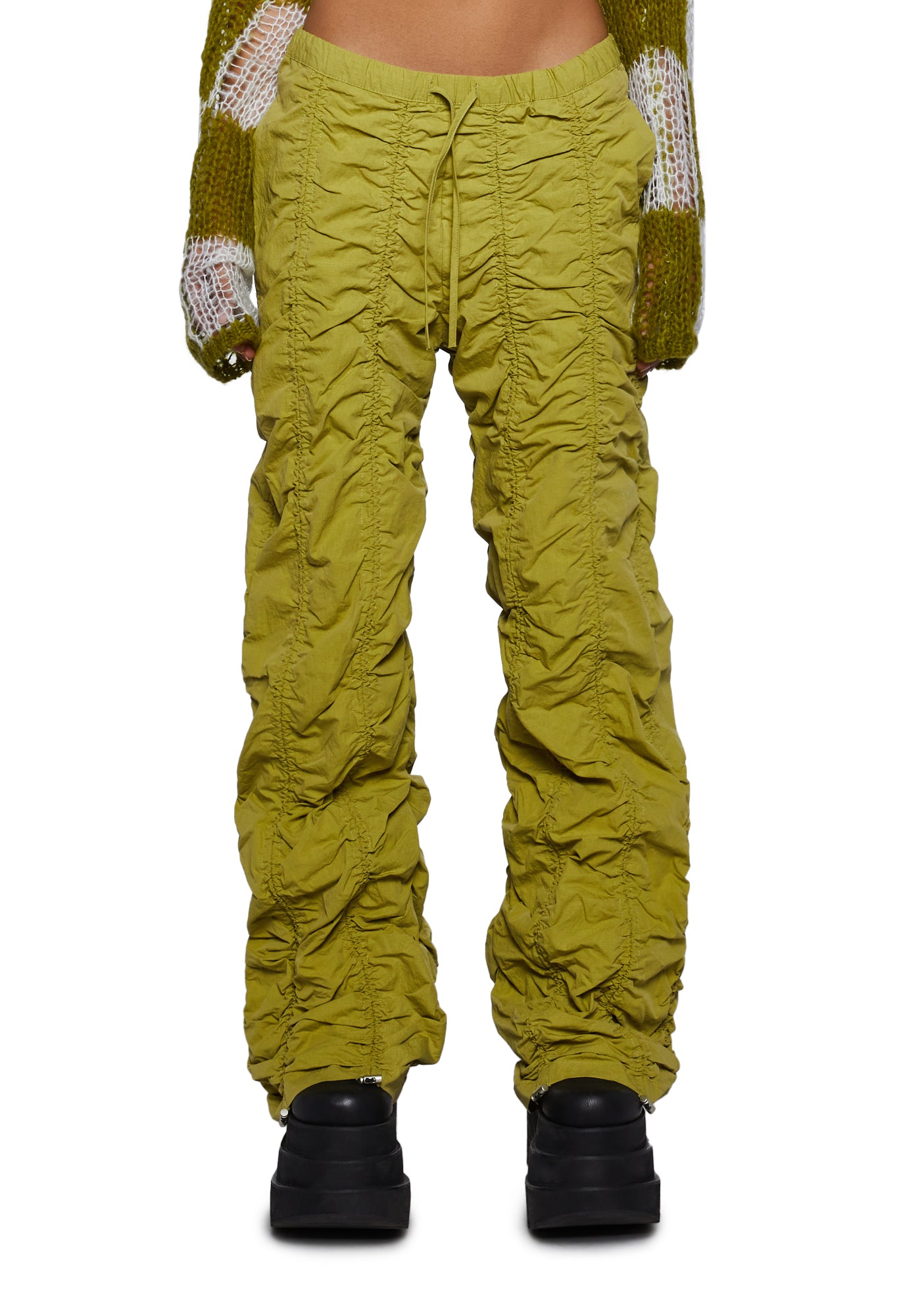 The Ragged Priest Ruched Parachute Pants - Green – Dolls Kill