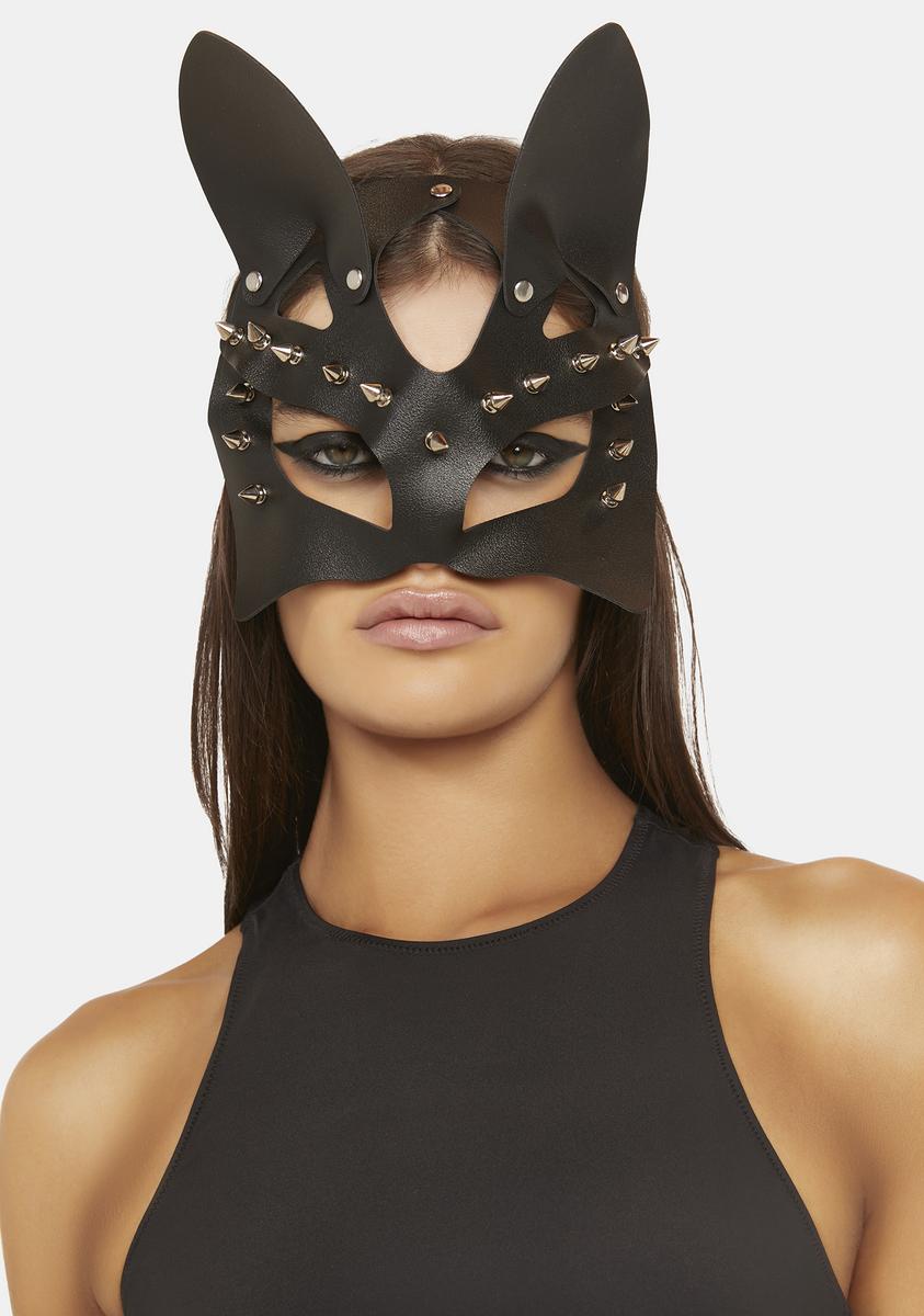 Faux Leather Spiked Bunny Mask - Black – Dolls Kill