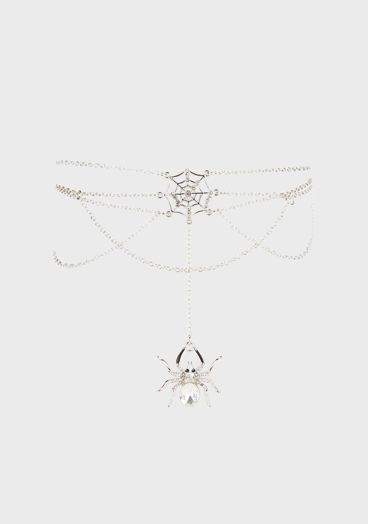 Spider Web Drop Layered Necklace - Silver – Dolls Kill
