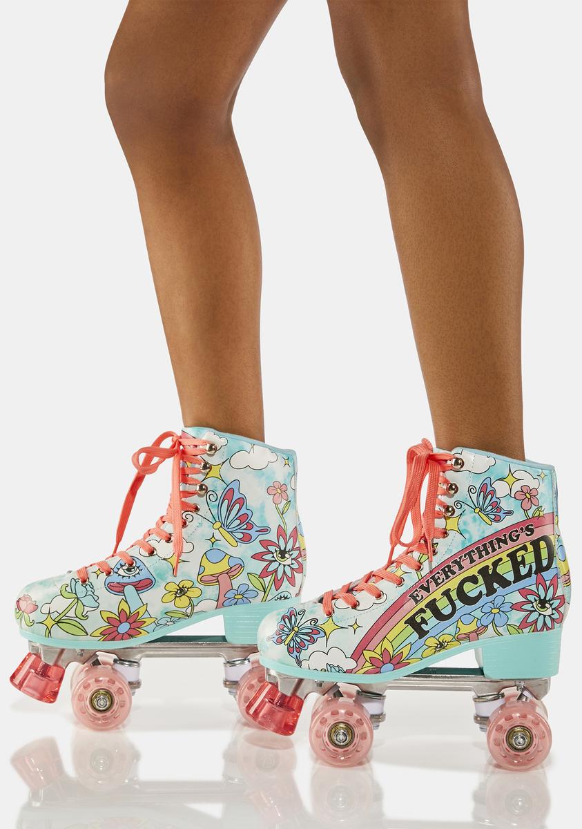 Current Mood Everything's Fucked Psychedelic Print Roller Skates ...