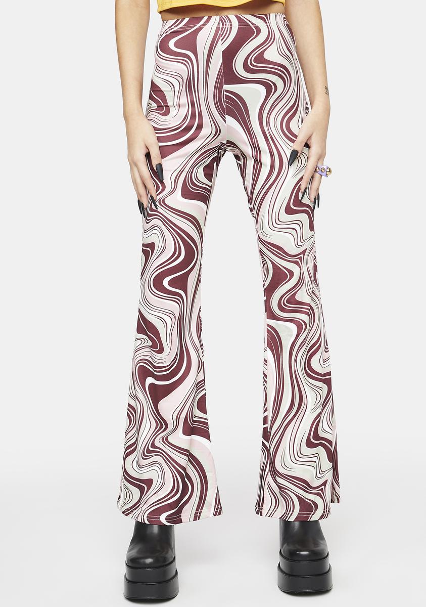 High Waist Swirl Print Flare Pants - Red/Green – Dolls Kill