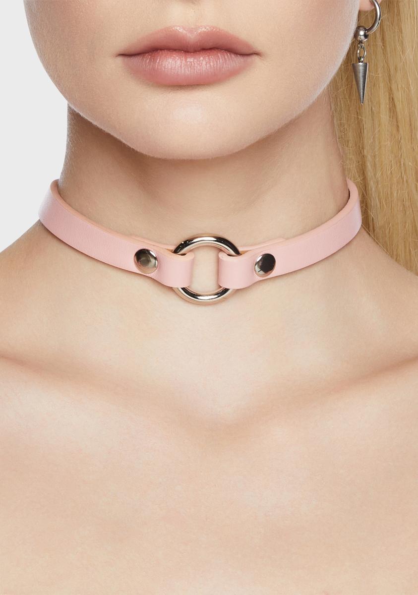 Funk Plus Vegan Leather O Ring Choker - Light Pink – Dolls Kill