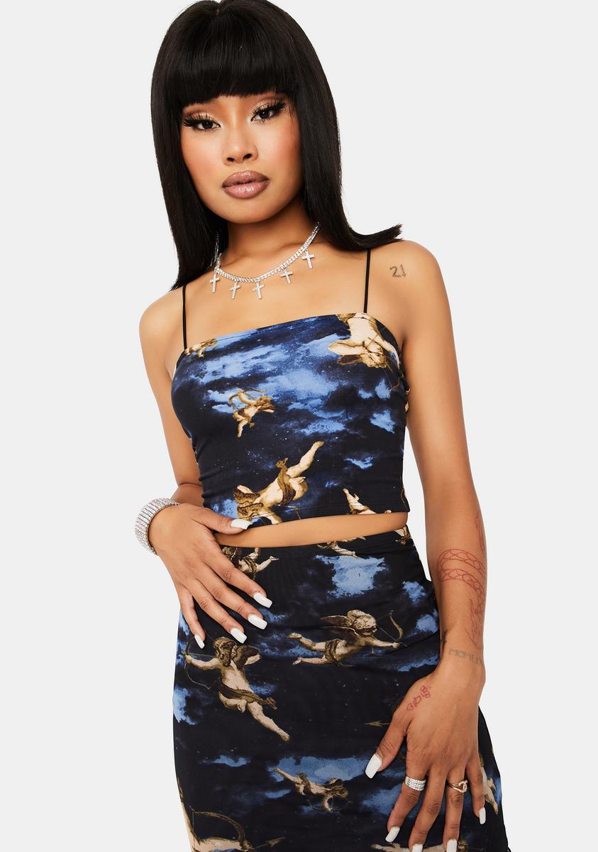 Cupid Cloud Crop Top - Blue – Dolls Kill