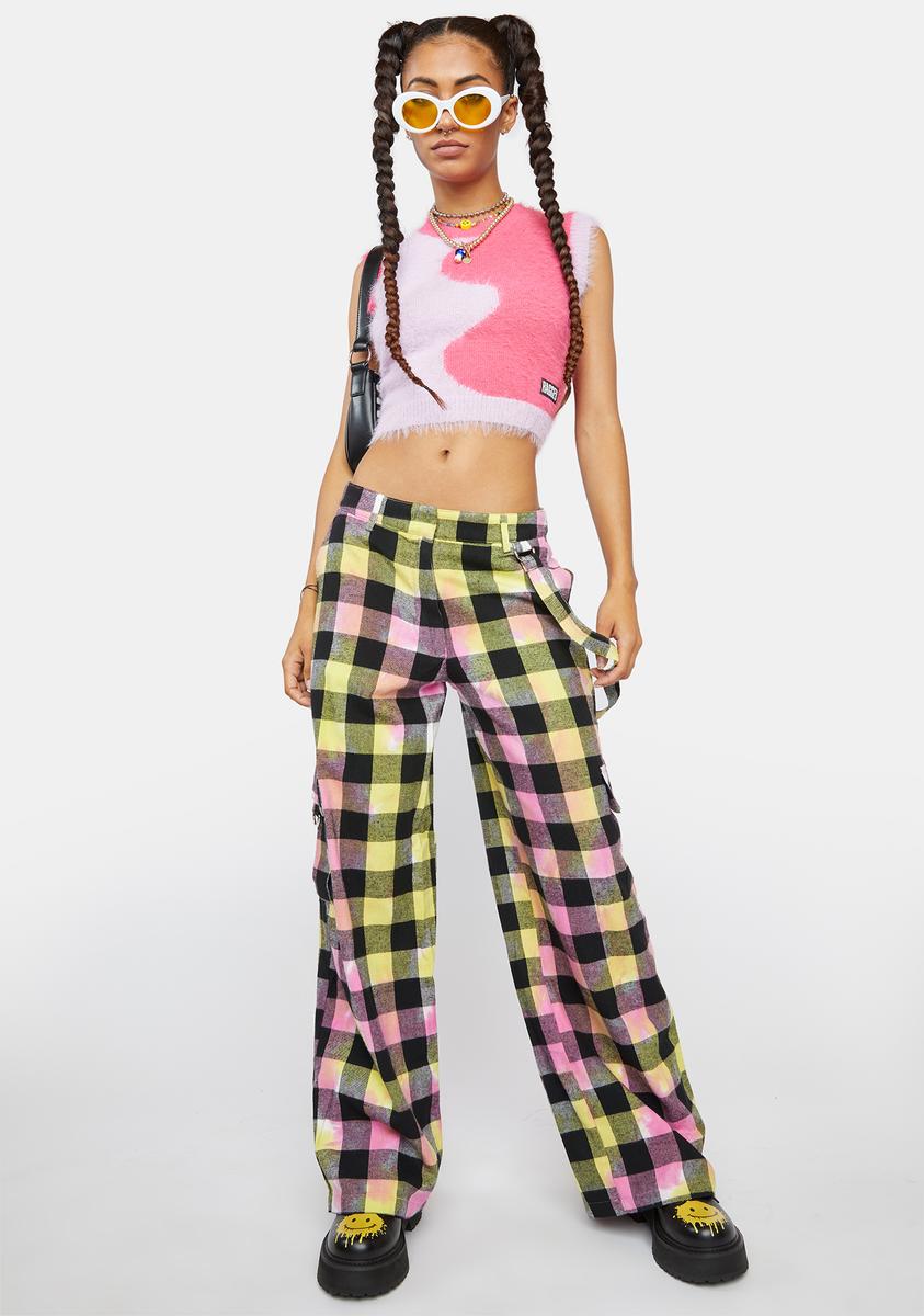 The Ragged Priest Tie Dye Plaid Cargo Pants - Multi – Dolls Kill