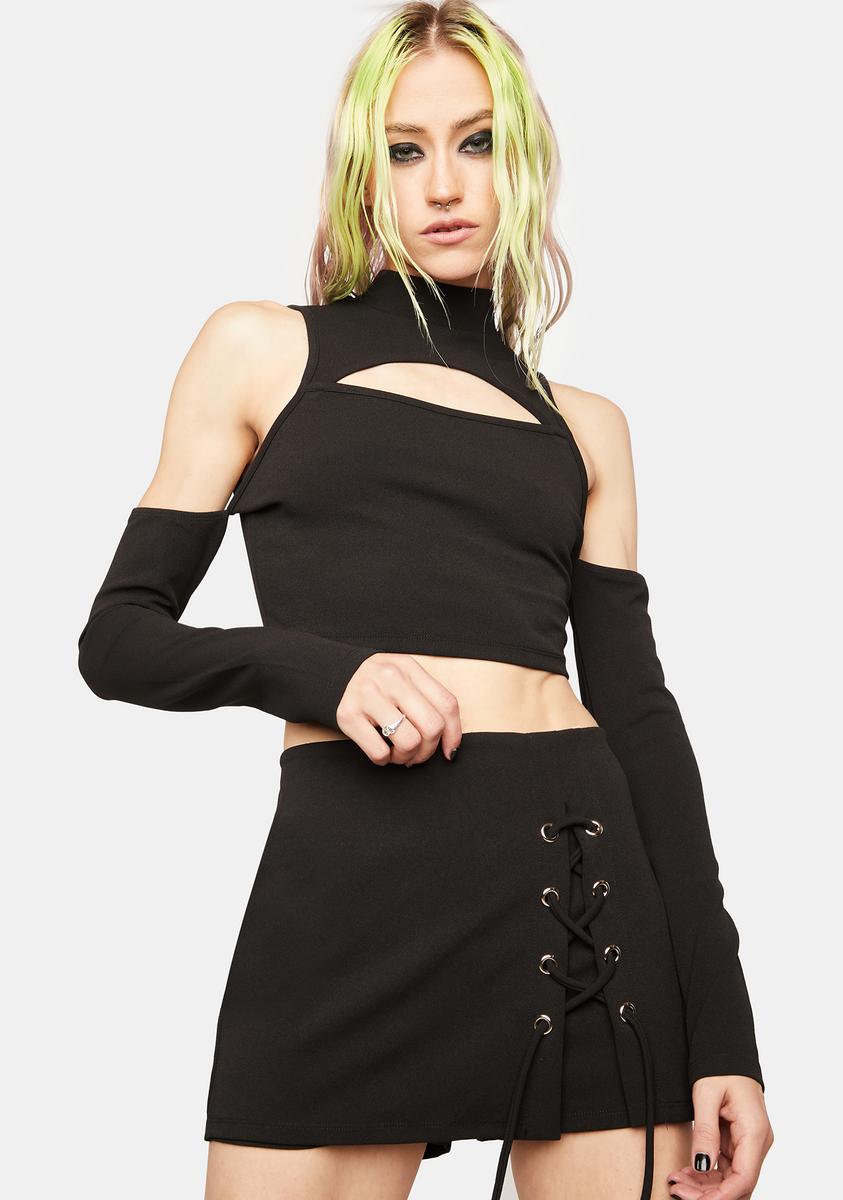 Keyhole Cut Out Top And Skort Set - Black – Dolls Kill