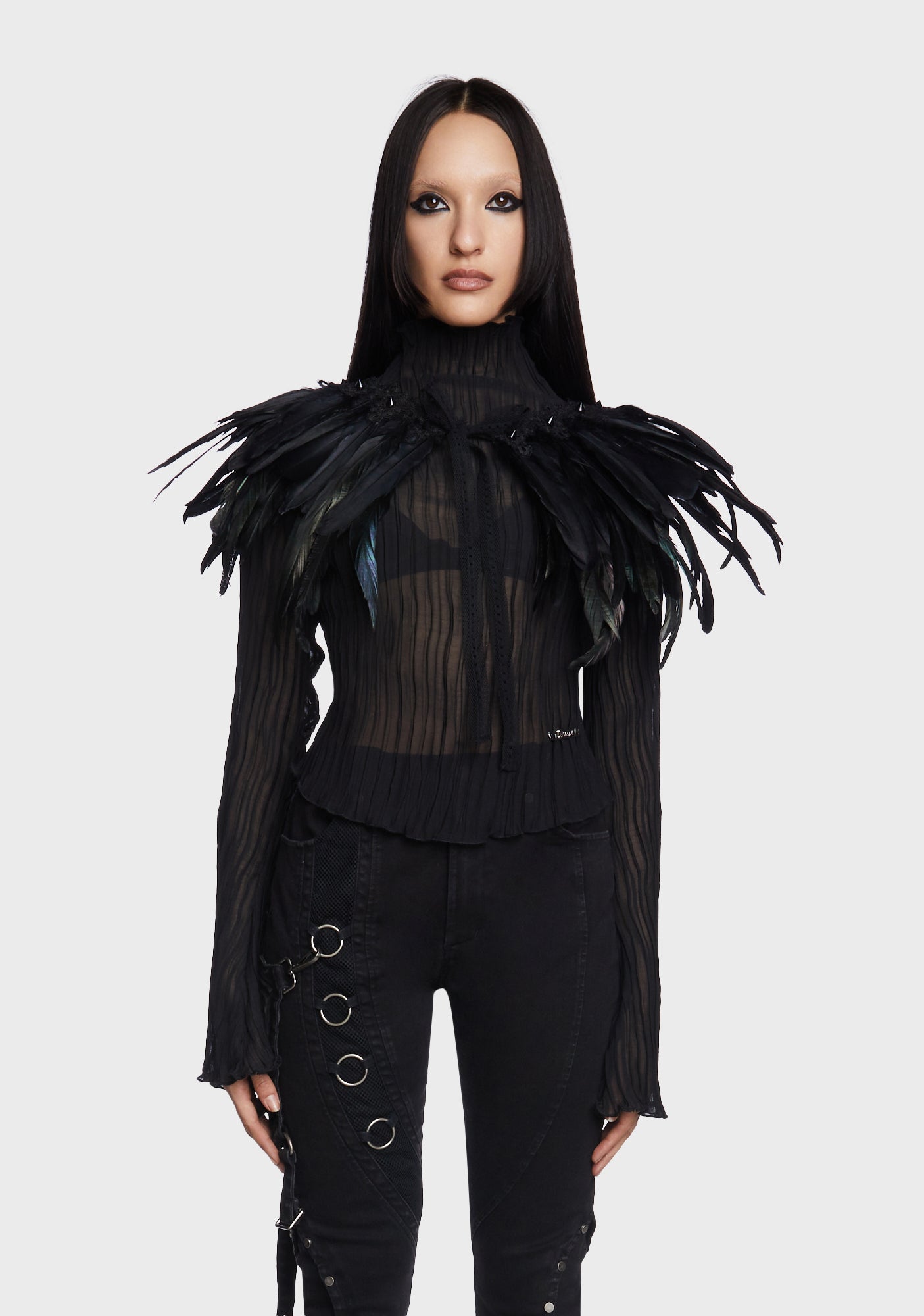 Punk Rave Faux Feather Shoulder Accessory - Black – Dolls Kill