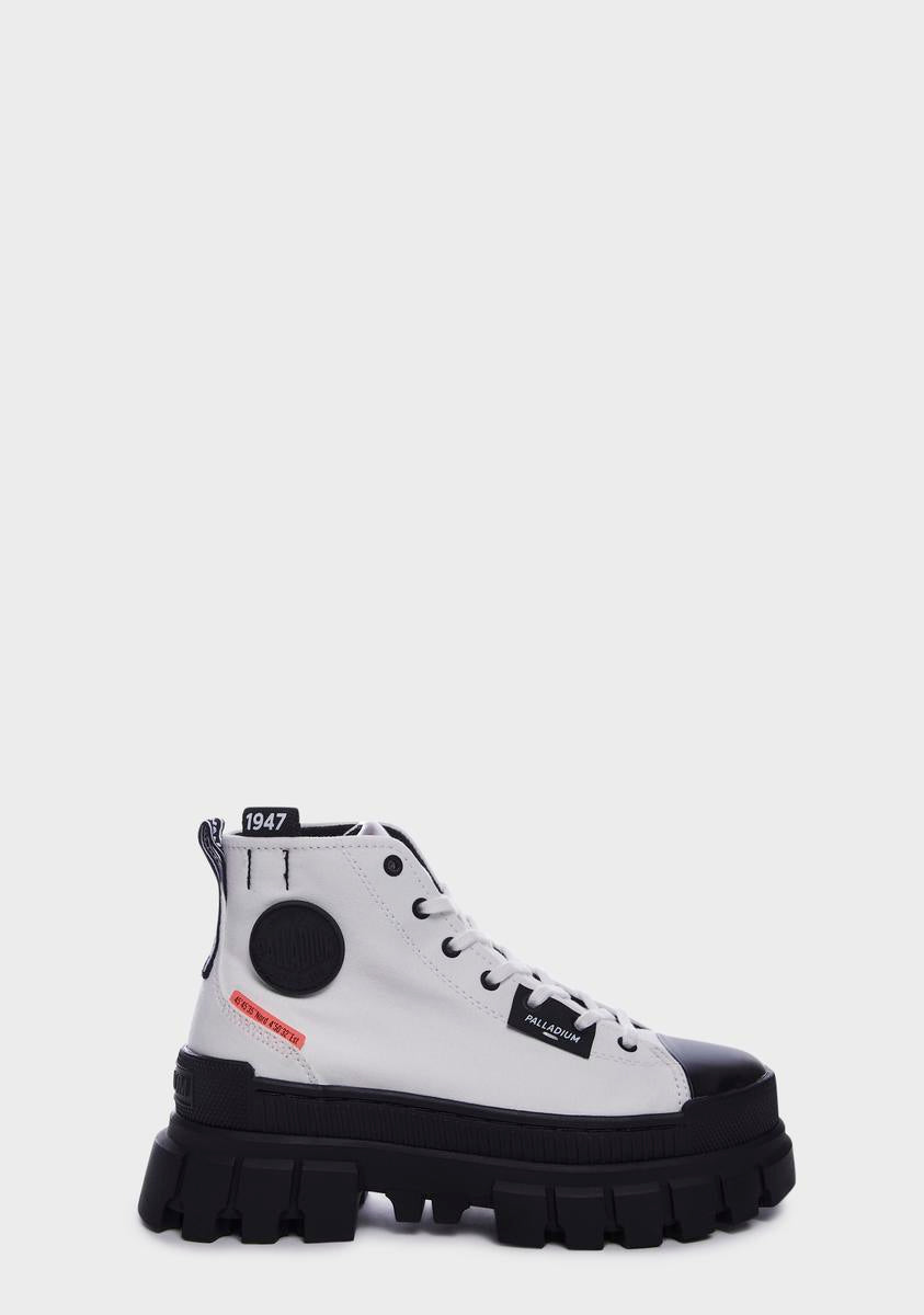 Palladium Platform Chunky Canvas High Top Sneakers - White/Black ...