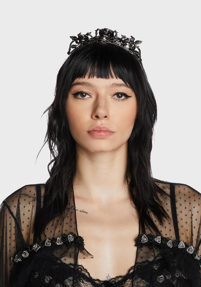 Rose Thorn Metallic Headband - Silver – Dolls Kill