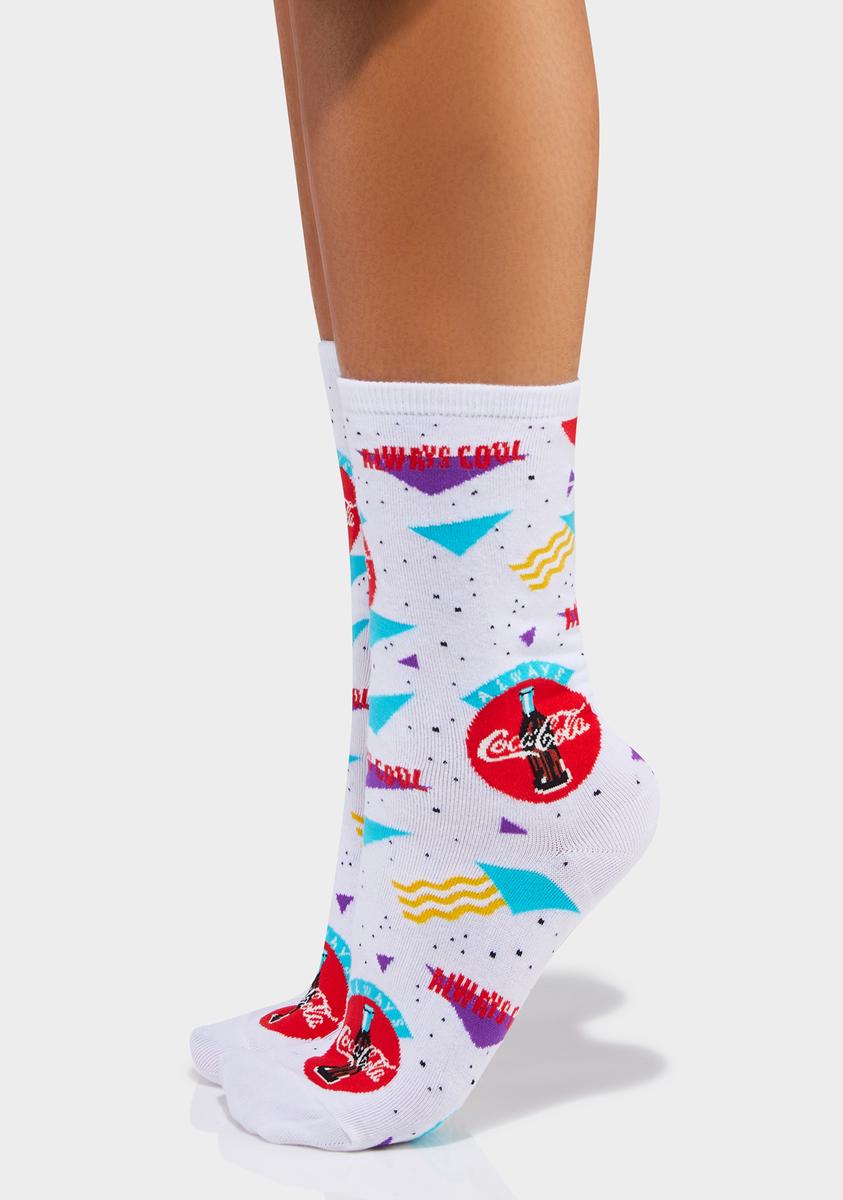 Socksmith Design Cocal Cola 90s Style Crew Socks - White – Dolls Kill