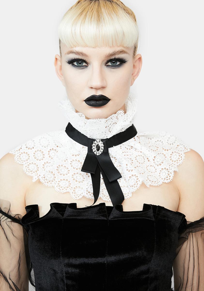 Lace Ruffle Ribbon Gem Collar – Dolls Kill