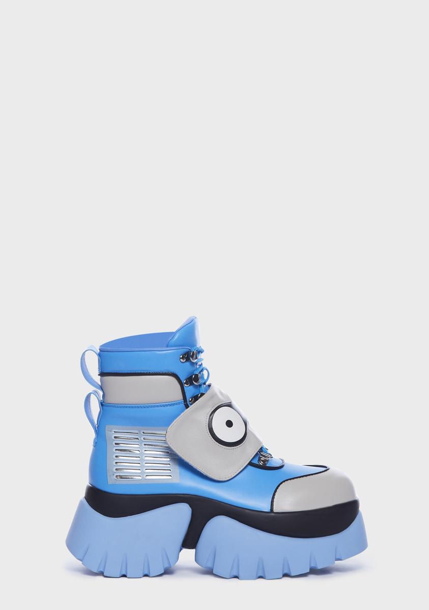 Koi Footwear Noo-Noo Platform Lace Up Boots - Blue – Dolls Kill