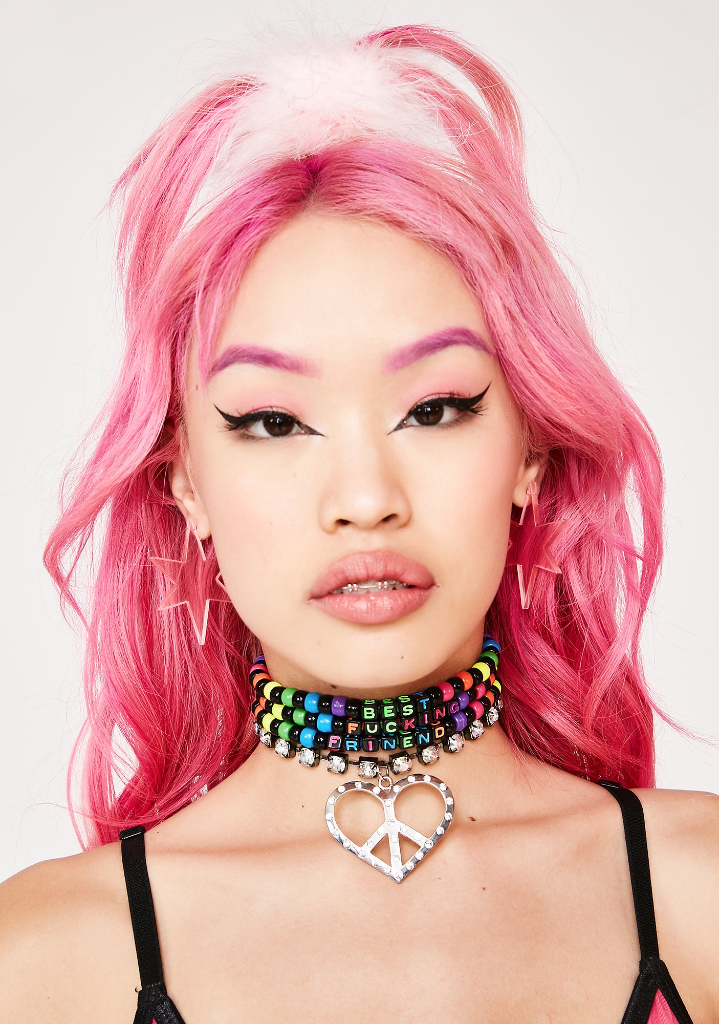 Rhinestone Silver Heart Choker – Dolls Kill