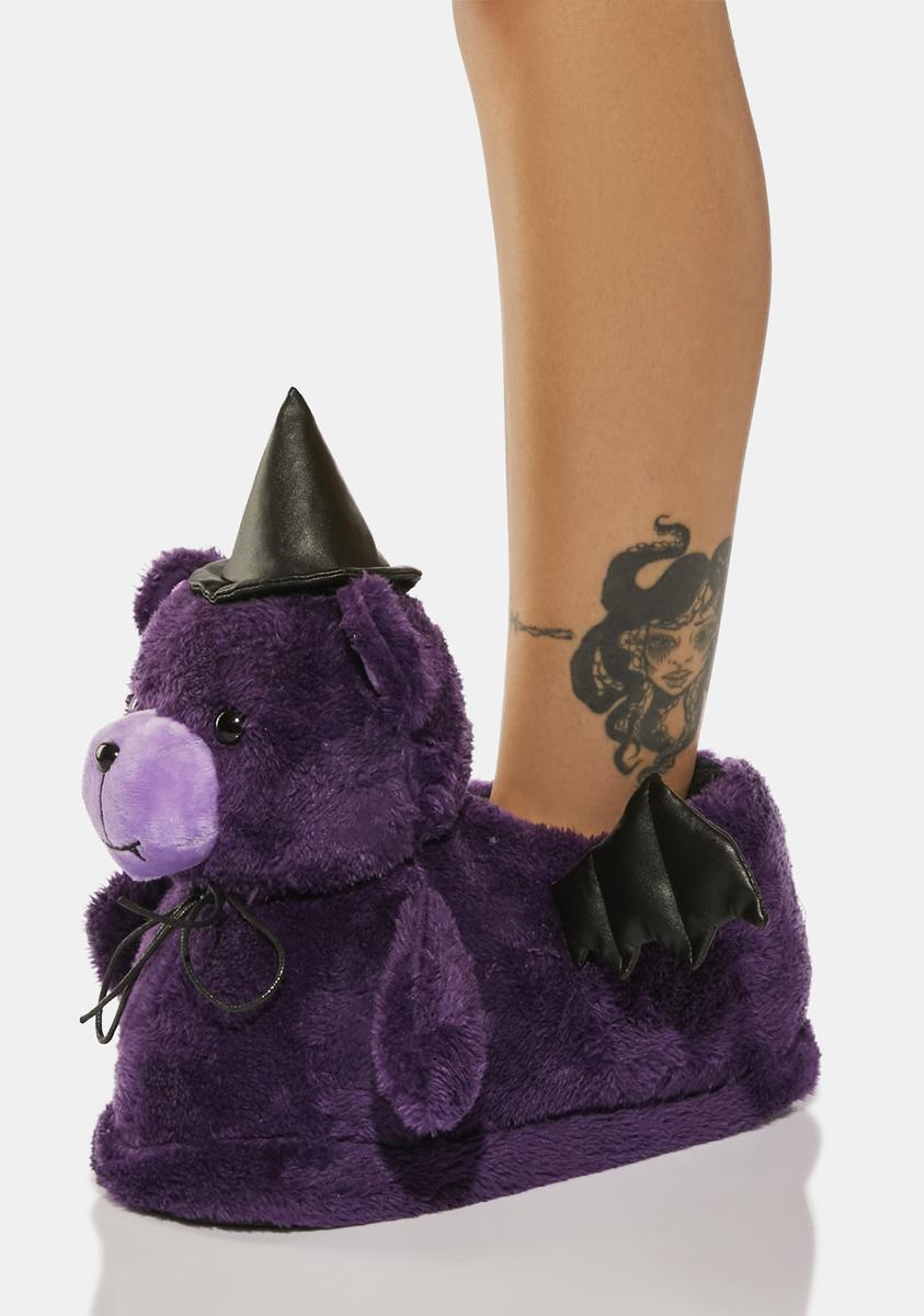 Faux Fur Vampire Bear Slippers - Purple – Dolls Kill