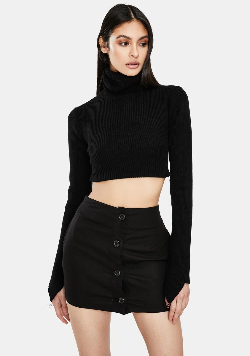 Button Up Front High Waist Linen Mini Skirt - Black – Dolls Kill