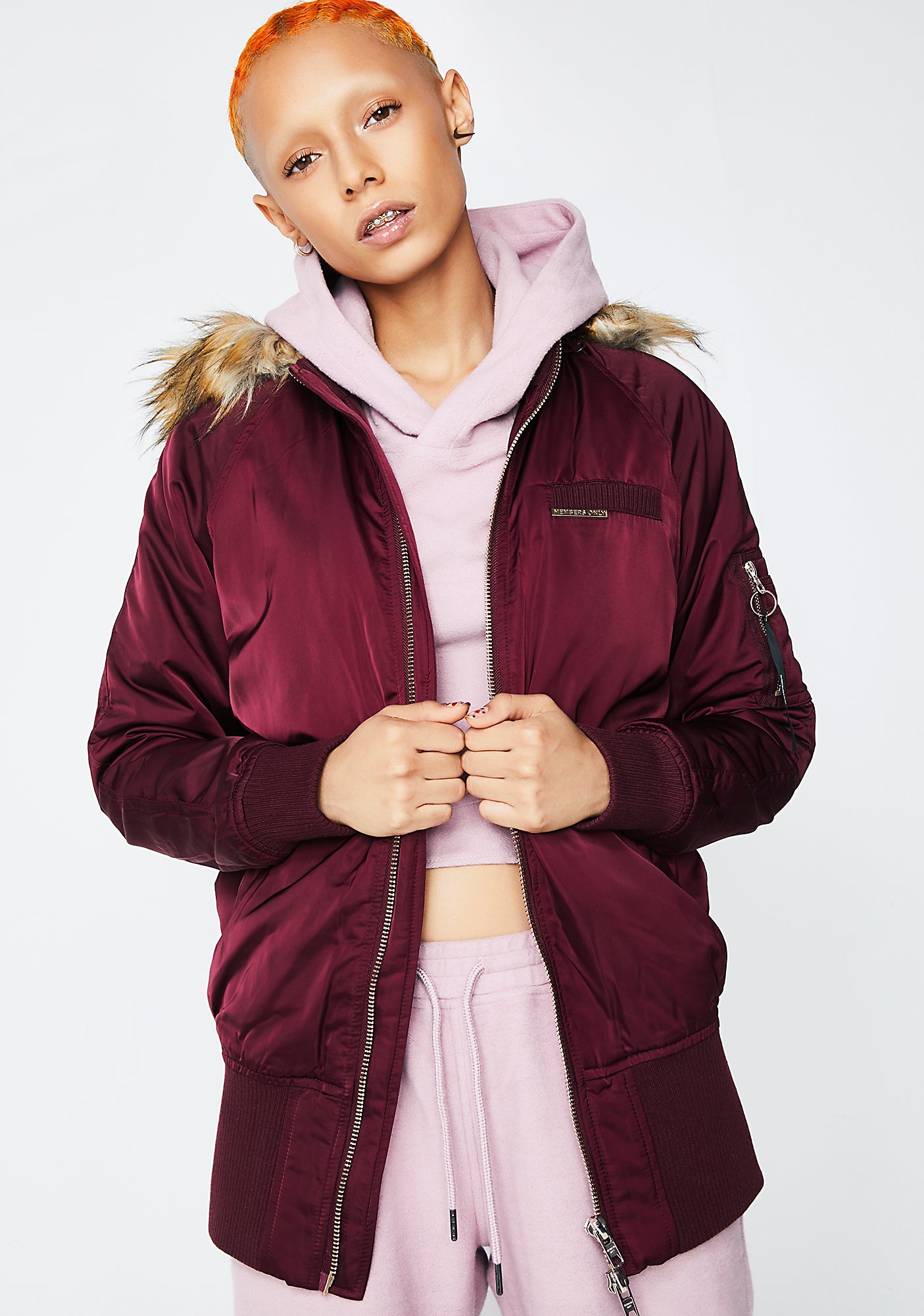 Burgundy Elongated Bomber – Dolls Kill