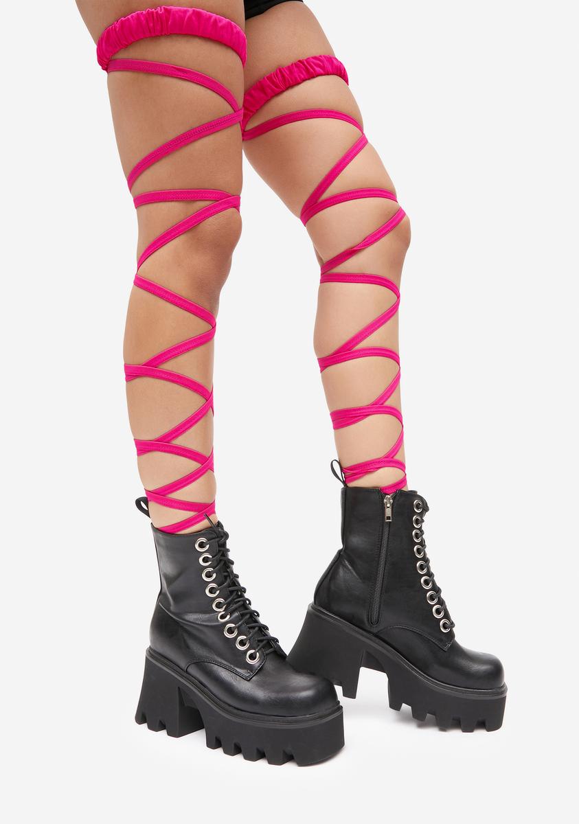 Elastic Leg Wraps - Neon Pink – Dolls Kill