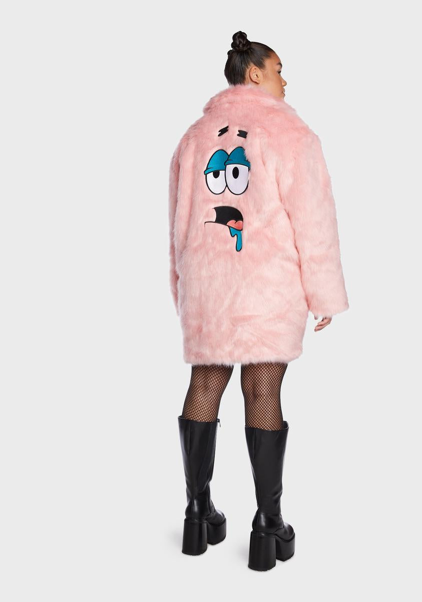 Dolls Kill x SpongeBob Plus Size Faux Fur Patrick Star Drooling Coat ...