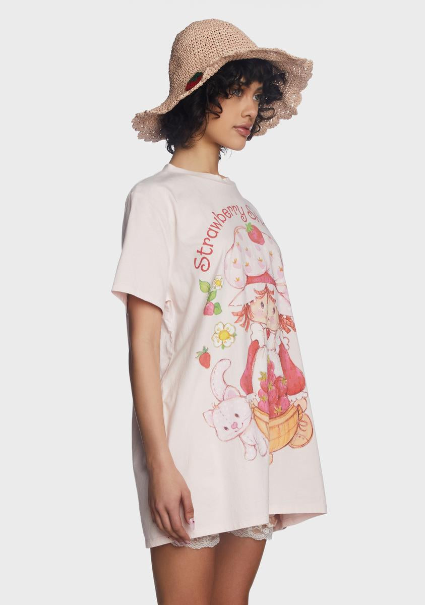 Dolls Kill X Strawberry Shortcake Oversized Graphic Tee - Pink