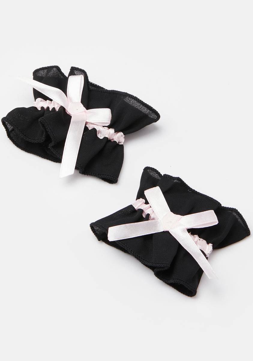 Ruffled Ribbon Trim Bow Arm Bands - Black/Pink – Dolls Kill