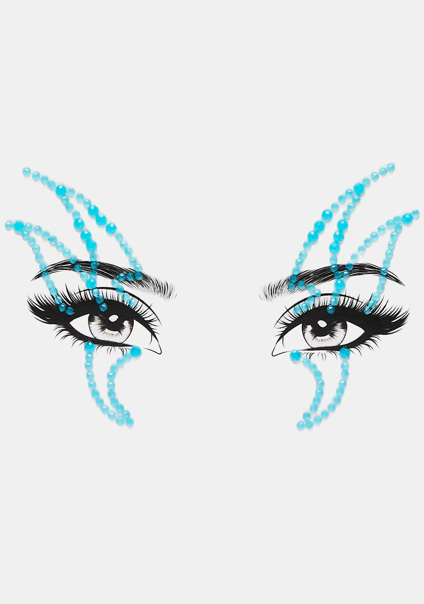 Blue Flame On Rhinestone Face Gems – Dolls Kill