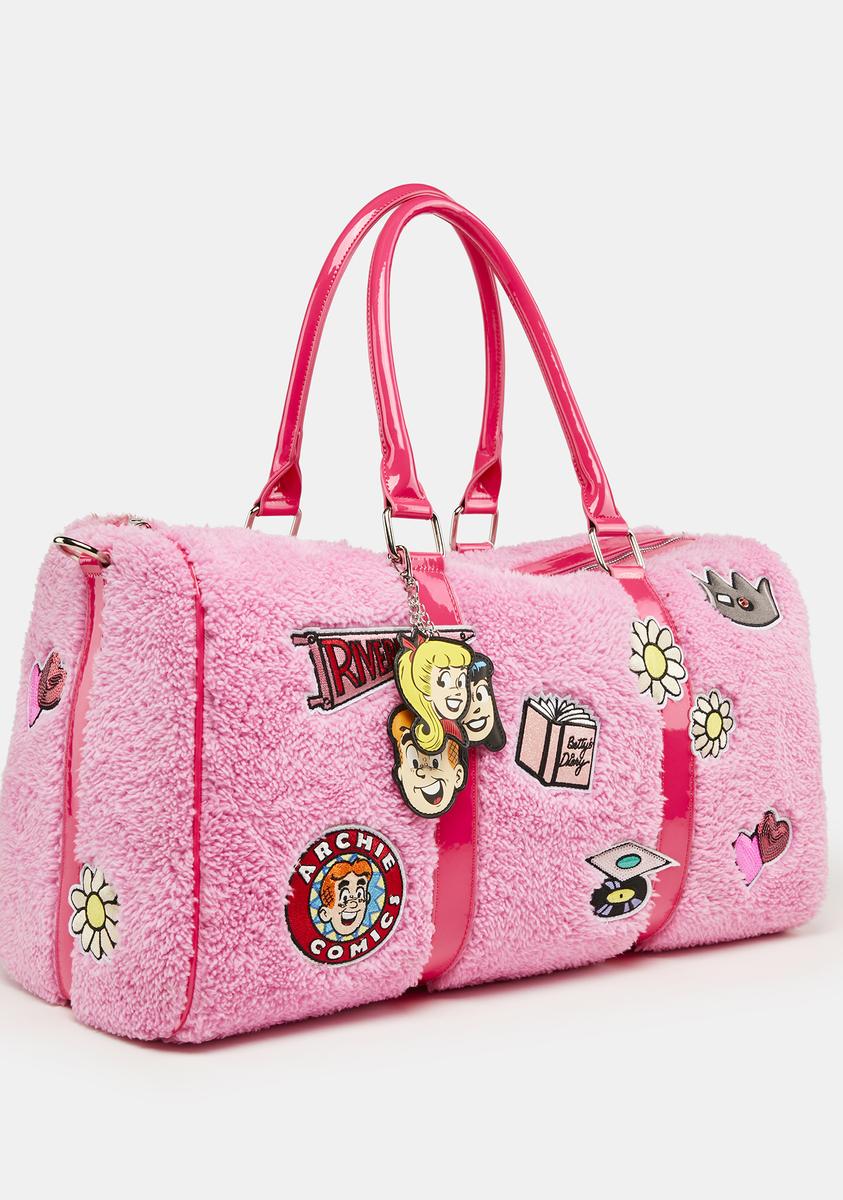 Dolls Kill X Archie Comics Fuzzy Varsity Patches Weekender - Pink