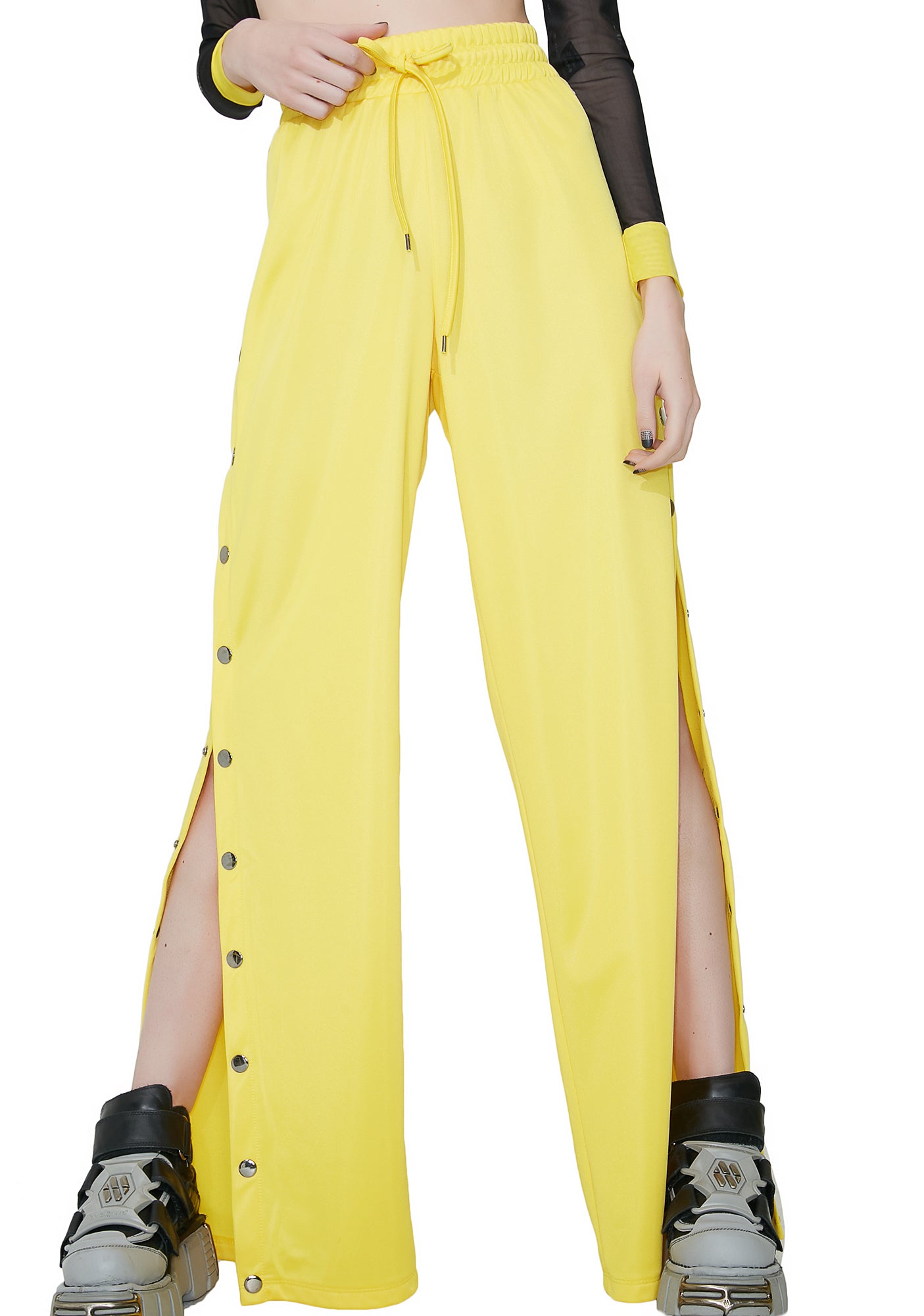 Snap Button Yellow Track Pants – Dolls Kill