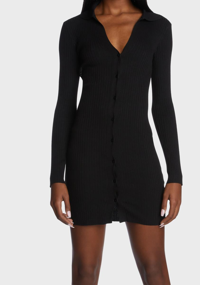 Open Back Knit Bodycon Mini Dress - Black – Dolls Kill