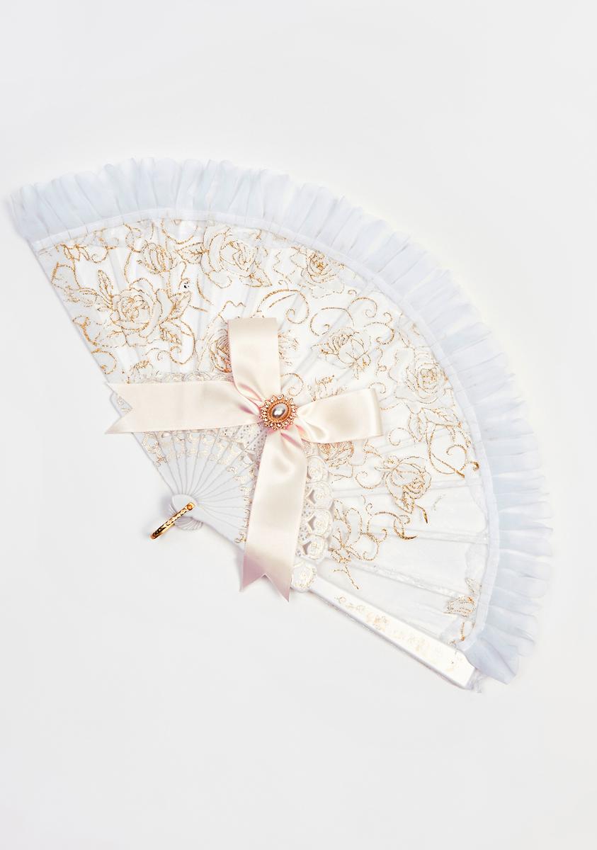 Floral Print Lace Sheer Ruffle Fan - White – Dolls Kill