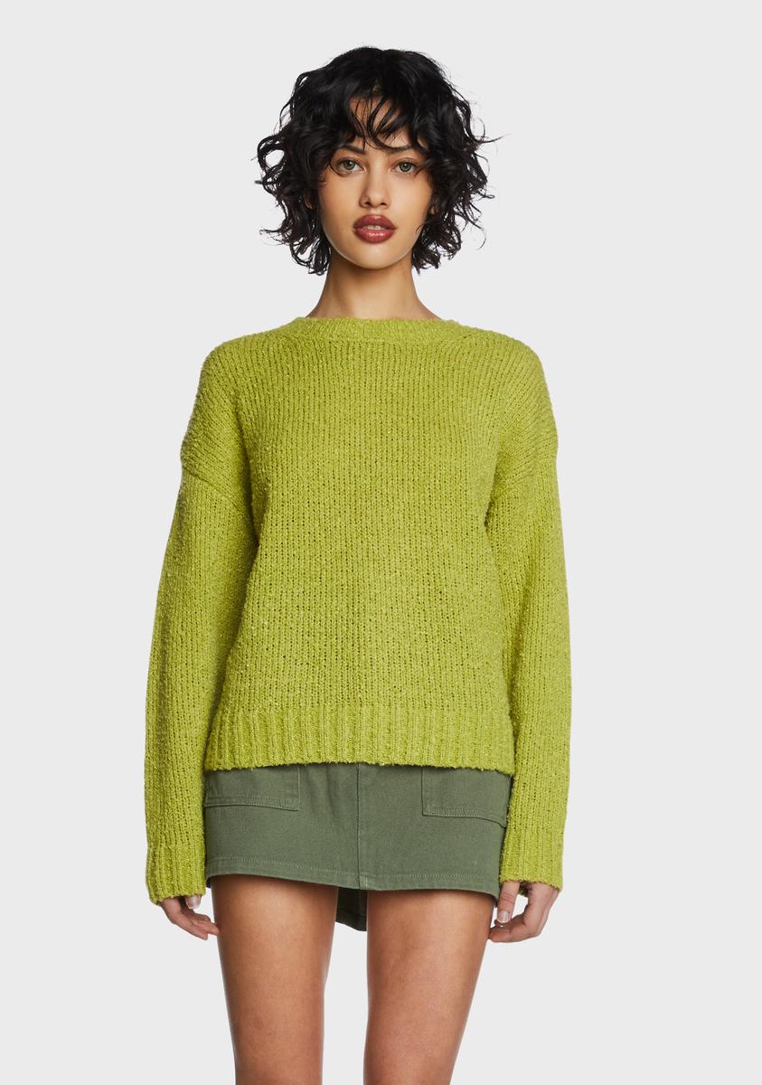 Pretty Garbage Boucle Knit Oversized Sweater - Green – Dolls Kill