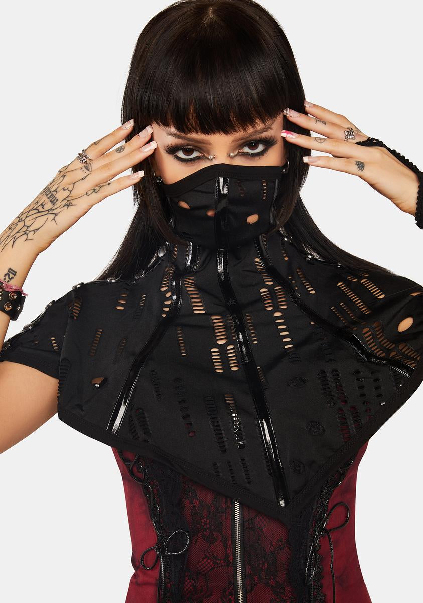 Punk Rave Mesh Distressed PVC Face Mask - Black – Dolls Kill